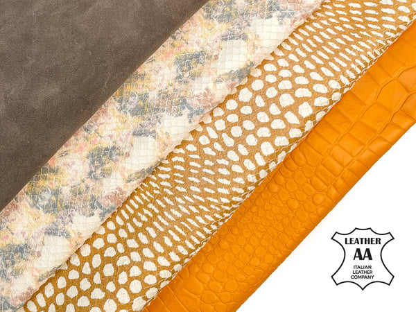 Unique Laser Cut & Snake Print Yellow Texture Soft Lambskin Bundle of ...